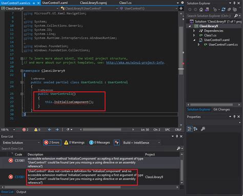 16 11 WinUI Show Error UserControl1 Does Not Contain A Definition