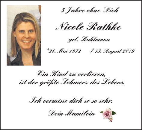 Traueranzeigen Von Nicole Rathke Trauer In Nrwde