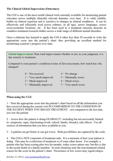 Clinical Global Impression Cgi Mental Health Literacy