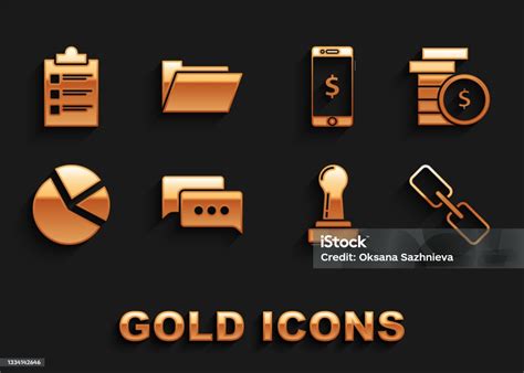 설정 음성 거품 채팅 달러 기호와 동전 돈 체인 링크 스탬프 파이 차트 인포 그래픽 스마트 폰 클립 보드 체크 리스트 및 문서