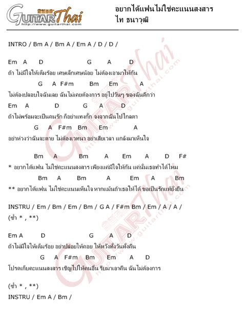 คอร์ดเพลง อยากได้แฟนไม่ใช่คะแนนสงสาร ไท ธนาวุฒิ