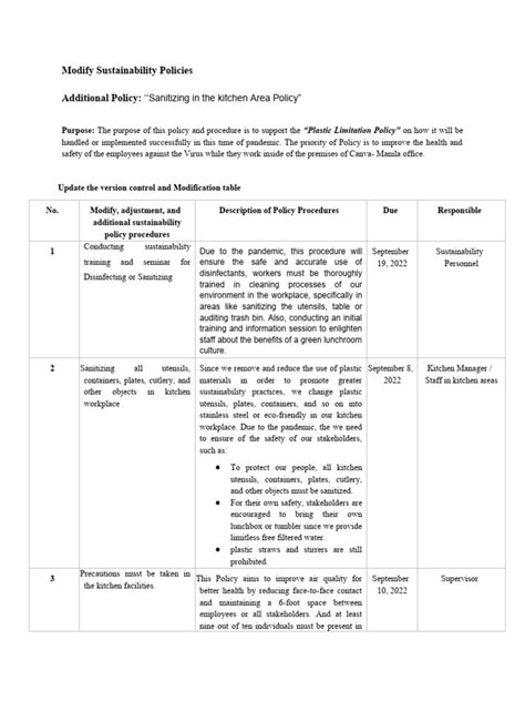 project c task 2 step 2 modify sustainability policies pdf kitchen utensil kitchen