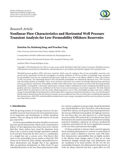 Pdf Nonlinear Flow Characteristics And Horizontal Well Pressure