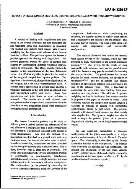 Pdf Robust Inverse Kinematics Dokumentips