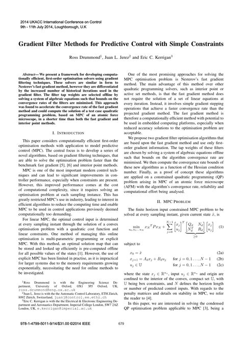 Pdf Gradient Filter Methods For Predictive Control With Simple Constraints