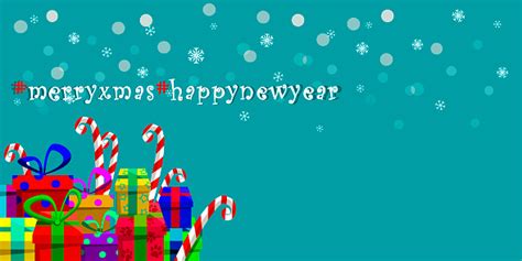 새해 복 많은 새해와 메리 크리스마스 축제 추상적 인 색상의 배경에 만화 스타일의 롤리팝과 밝은 여러 가지 빛깔의 선물 12월