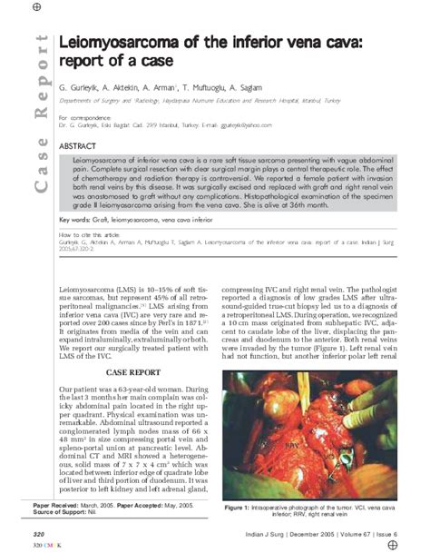 Pdf Leiomyosarcoma Of The Inferior Vena Cava
