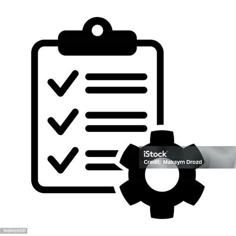 기술 지원 체크리스트 아이콘입니다 기어 격리 아이콘이 있는 클립보드 관리 평면 아이콘 개념입니다 소프트웨어 개발 기어 기계