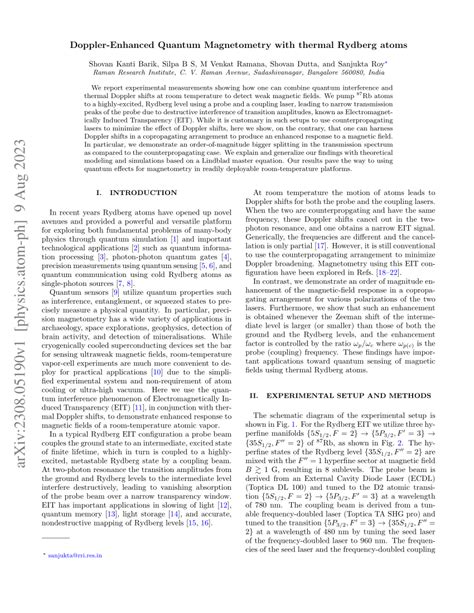 Pdf Doppler Enhanced Quantum Magnetometry With Thermal Rydberg Atoms