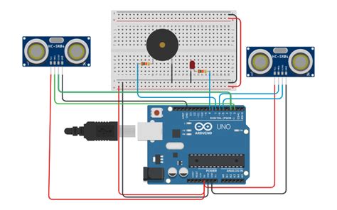 Circuit Design Sensor Ultrasonido Tinkercad