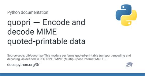 Quopri — Encode And Decode Mime Quoted Printable Data — Python 3160a0