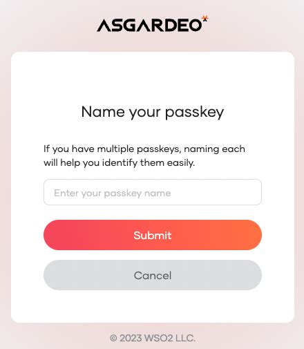 Add Passkey Asgardeo