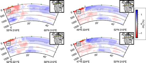 Cap22 Tomographic Model Cross Sections Through Canada Plotted As
