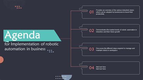 Agenda For Implementation Of Robotic Automation In Business PPT PowerPoint
