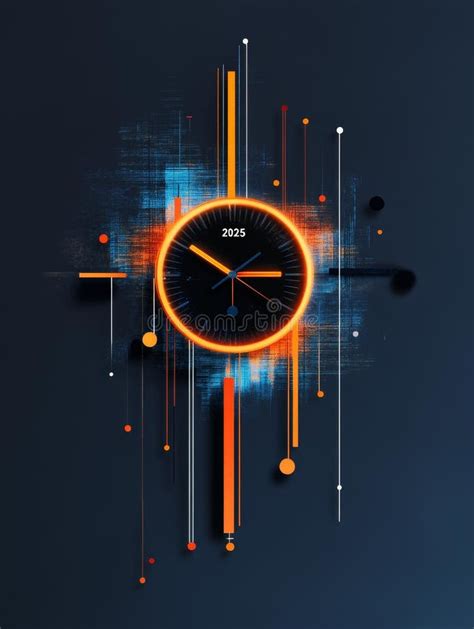 2025 Time Technology And Progress Futuristic Clock Digital Data Progress Innovation Future