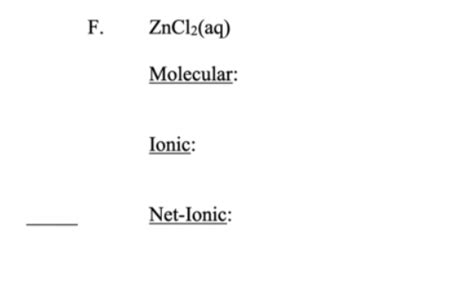Solved Write Balanced Molecular Ionic And Net Ionic