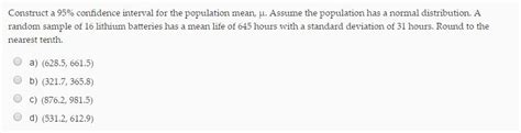 Solved Construct A 95 Confidence Interval For The