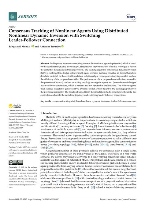 PDF Consensus Tracking Of Nonlinear Agents Using Distributed