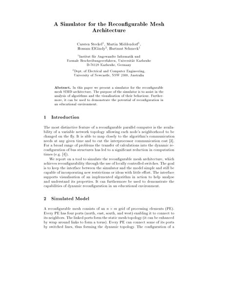Pdf A Simulator For The Reconfigurable Mesh Architecture