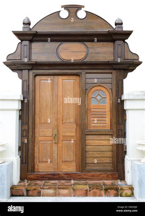 The Retro Wooden Door Isolated On White Background Stock Photo Alamy