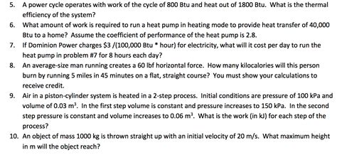 Solved A Power Cycle Operates With Work Of The Cycle Of Chegg