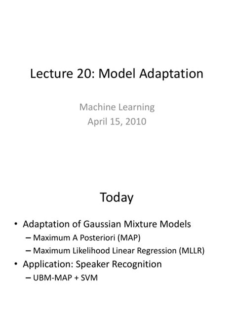 Lecture 20 Model Adaptation Machine Learning April 15 2010 Pdf Support Vector Machine
