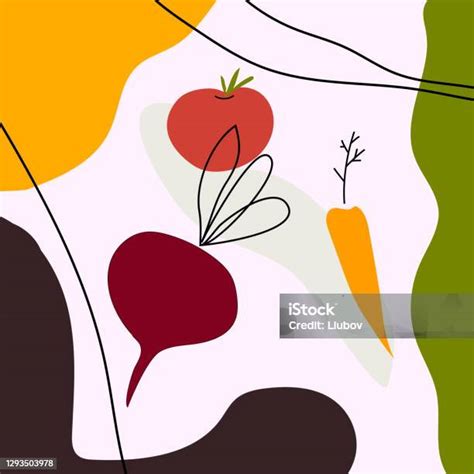 추상적 배경입니다 다양한 형태 야채 줄무늬가 그려집니다 부르고뉴 오렌지 브라운 그린 피클 그레이 카드 엽서 초대장 전단지인쇄에 적합합니다 모던 한 트렌디 한 벡터 유기농에