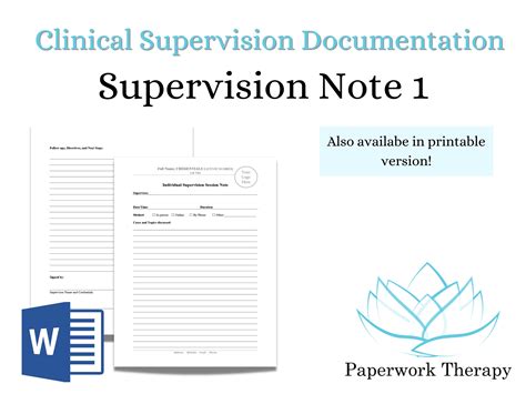 Clinical Supervision Form Supervision Session Note 1 Etsy