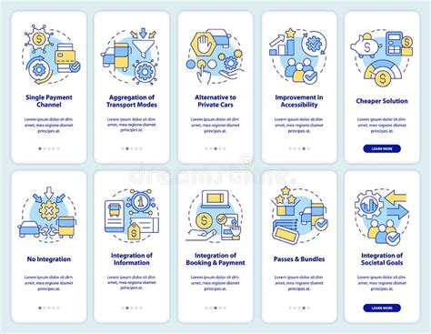 Mobility Services Onboarding Mobile App Screen Set Stock Vector Illustration Of Mobility