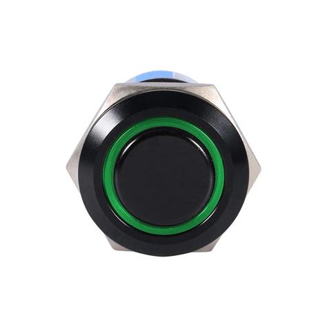 19mm 12V LED ON OFF Black Waterproof IP65 IK08 Self Locking Latch Push Button Flate Switch Red