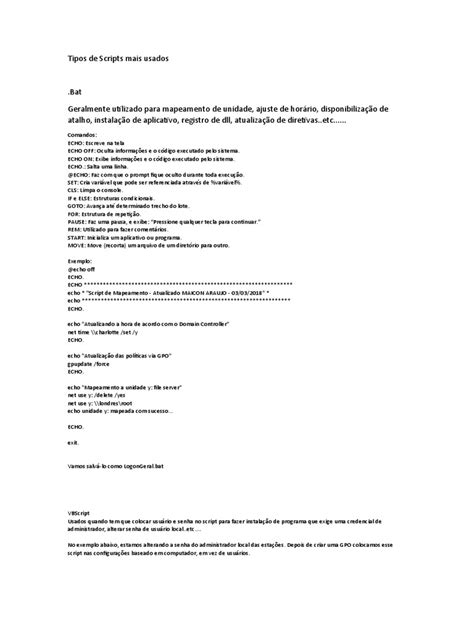 Tipos De Scripts Mais Usados Pdf