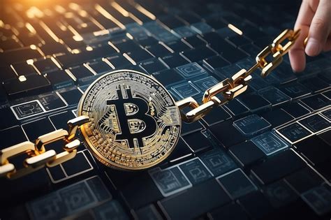 Premium Photo Blockchain Technology Concept With A Chain Of Encrypted Blocks And Person In