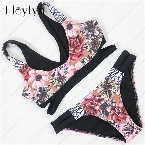 Floylyn 2018 Sexy Swimwear Floral Women Bikini Set New Bathing Suit