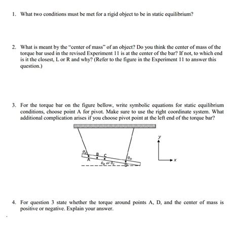 Solved 1 What Two Conditions Must Be Met For A Rigid Object