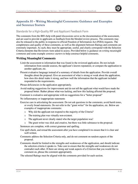 Fillable Online Nationalservice Standards For A High Quality Irf And Applicant Feedback Form