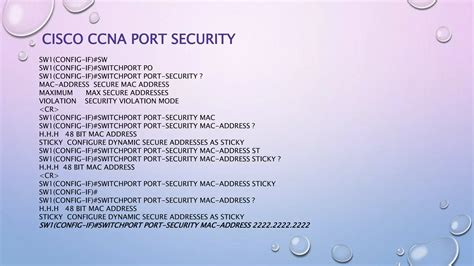 Cisco Ccna Port Security Pptx Information And Network Security Computing