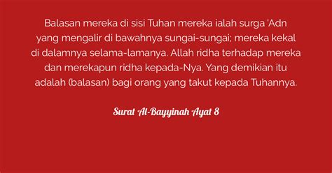 Surat Al Bayyinah Ayat 8