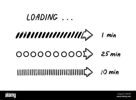 Set Of Doodle Loading Bars Sketch Download Progress Vector Illustration Upload Status