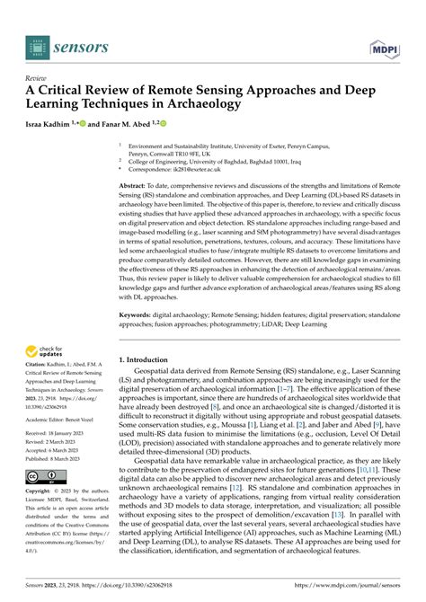 PDF A Critical Review Of Remote Sensing Approaches And Deep Learning Techniques In Archaeology