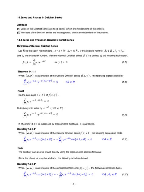 zeros phases dirichlet series pdf zero of a function theorem