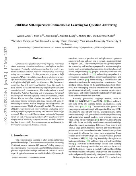 Pdf Elberto Self Supervised Commonsense Learning For Question Answering