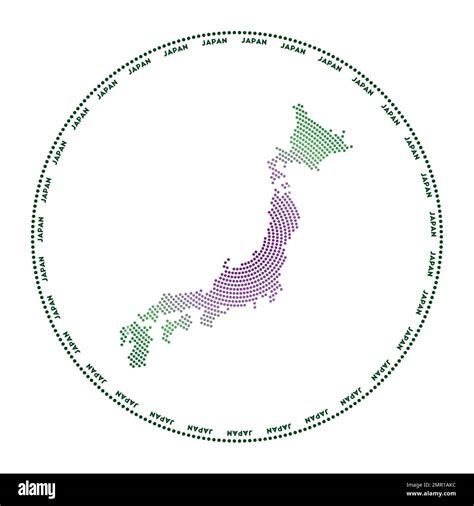 Japan Round Logo Digital Style Shape Of Japan In Dotted Circle With