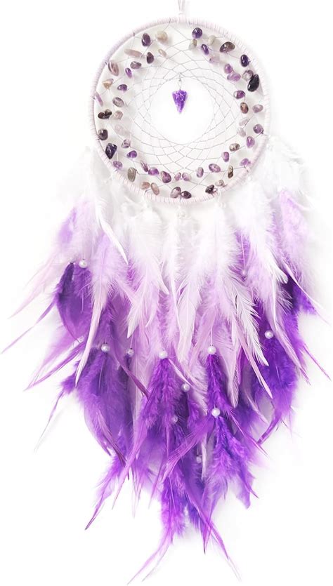 Donko Purple Dream Catchers With Crystal Pendant Handmade Wall Decor