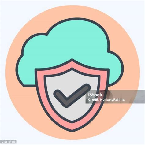 아이콘 클라우드 보안 네트워크 기호와 관련이 있습니다 컬러 메이트 스타일 간단한 일러스트레이션 Cpu에 대한 스톡 벡터 아트 및