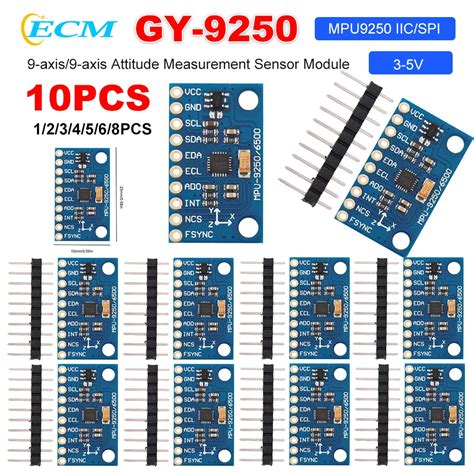 1 10pcs Gy 9250 Mpu9250 9 Axis 9 Axis Attitude Sensor Module Iic Spi Sensing Device