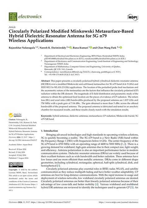 Pdf Circularly Polarized Modified Minkowski Metasurface Based Hybrid