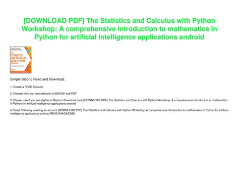 Ppt Download Pdf The Statistics And Calculus With Python Workshop A Comprehensive