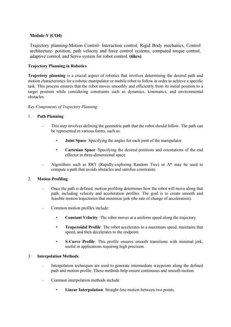 B Tech 5th Semester Industrial Robotics Notes Module V Pdf Robotics Technology And Computing