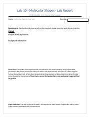 Molecular Shapes Lab Report Study Guide Course Hero