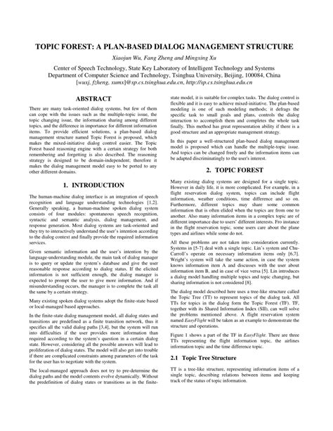 Pdf Topic Forest A Plan Based Dialog Management Structure